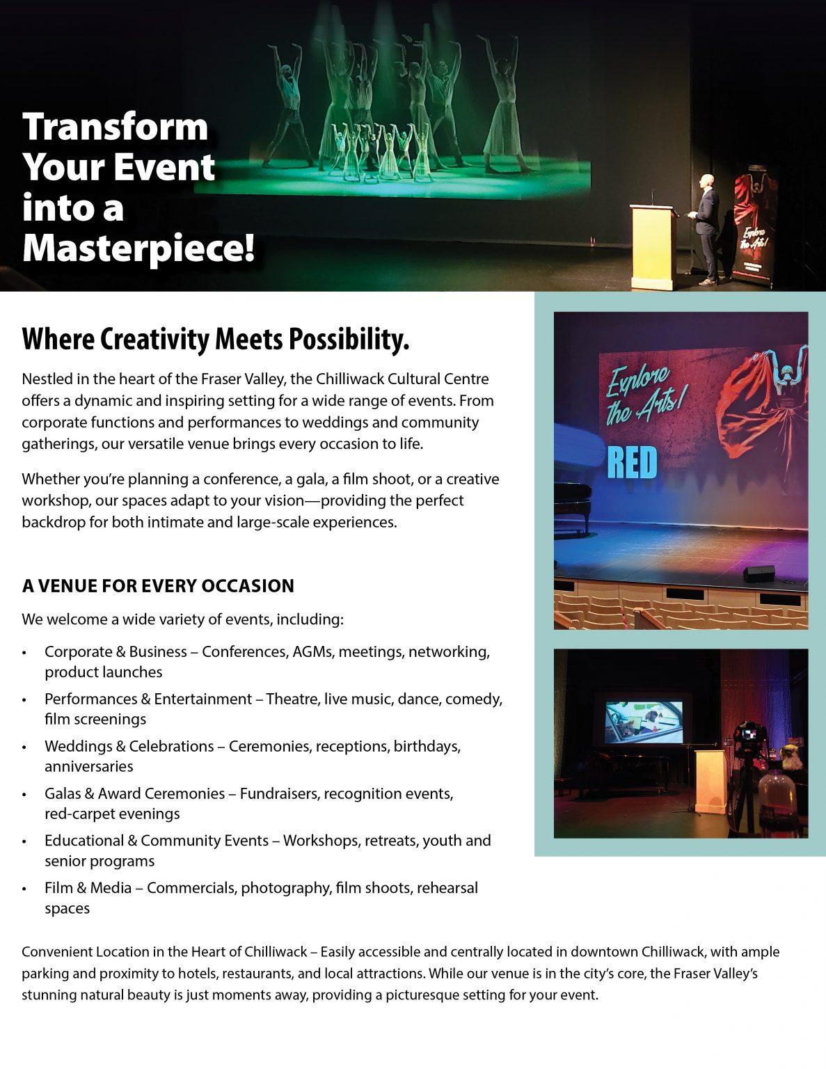 Rental Opportunities - Chilliwack Cultural Centre